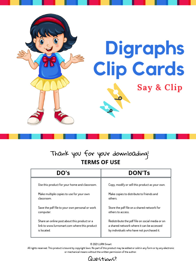 FREE Phonics Digraph Clip Cards For Kids | PDF | Copyright Law | Computing