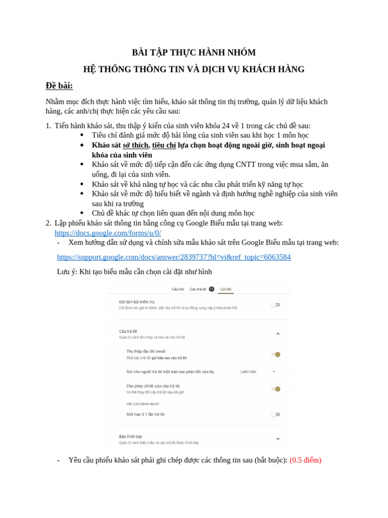 Bai Tap He Thong Thong Tin - Dich Vu Khach Hang | PDF