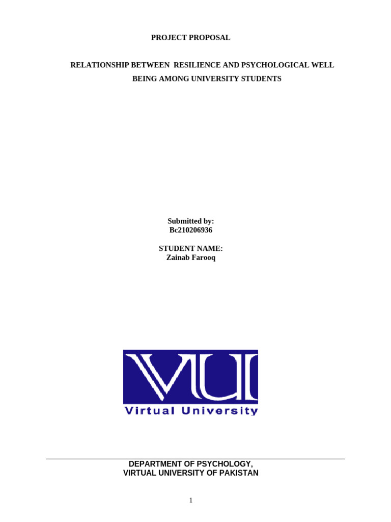 Proposal Zainab Farooq | PDF | Psychological Resilience | Stress (Biology)
