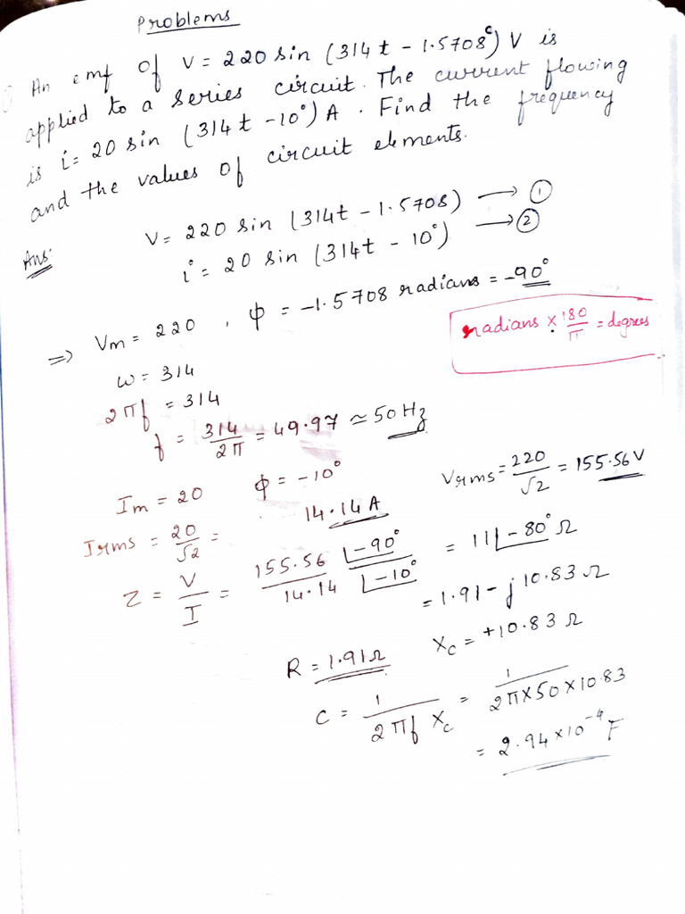 Module2 - Single Phase AC Circuits Problems 2 | PDF