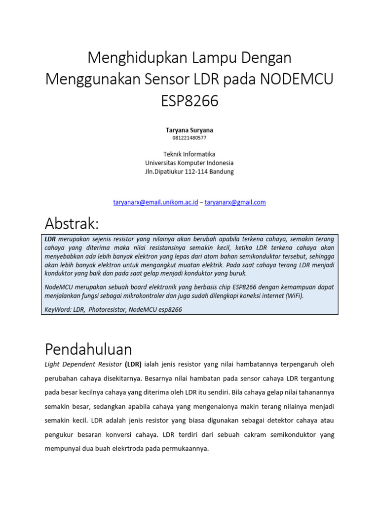 Menghidupkan Lampu Dengan Menggunakan Sensor LDR Pada NODEMCU ESP8266 ... Menghidupkan Lampu Dengan Menggunakan Sensor LDR Pada NODEMCU ESP8266 ...