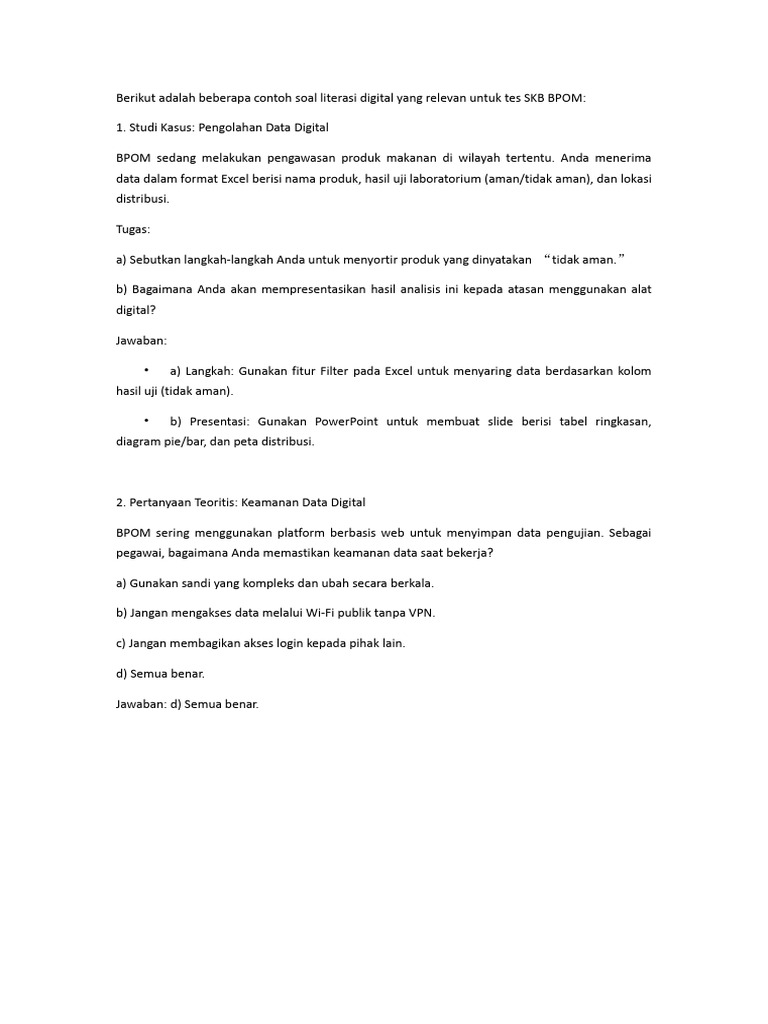 Contoh Soal Literasi Digital BPOM | PDF | Komputer