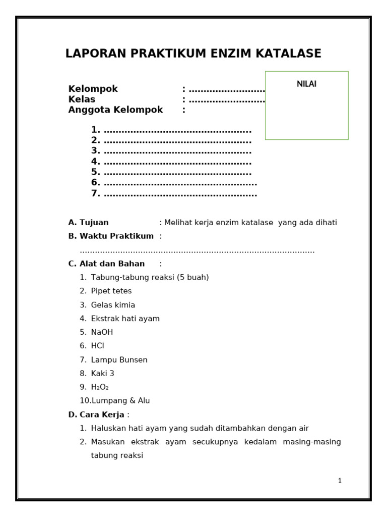 Format Laporan-Praktikum-Enzim-Katalase-Benar | PDF