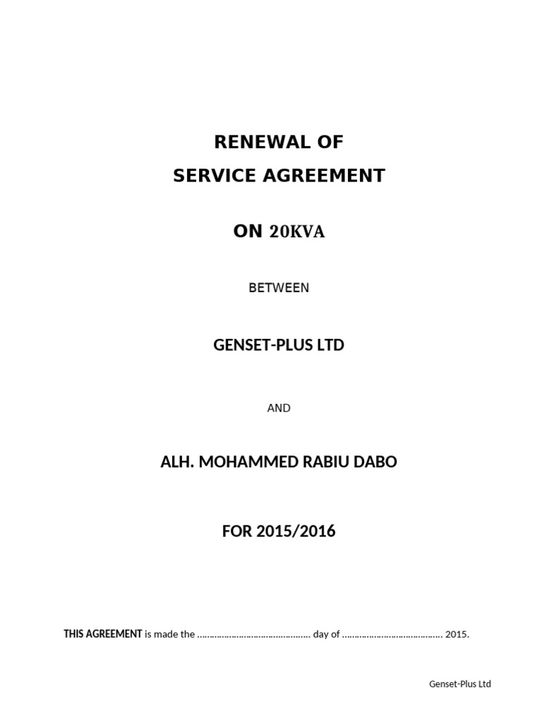 ALH. MOHAMMED RABIU DABO 20kva | PDF | Indemnity | Private Law