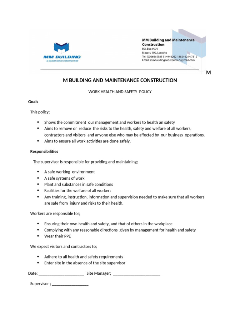 MM Building and Maintenance Construction | PDF