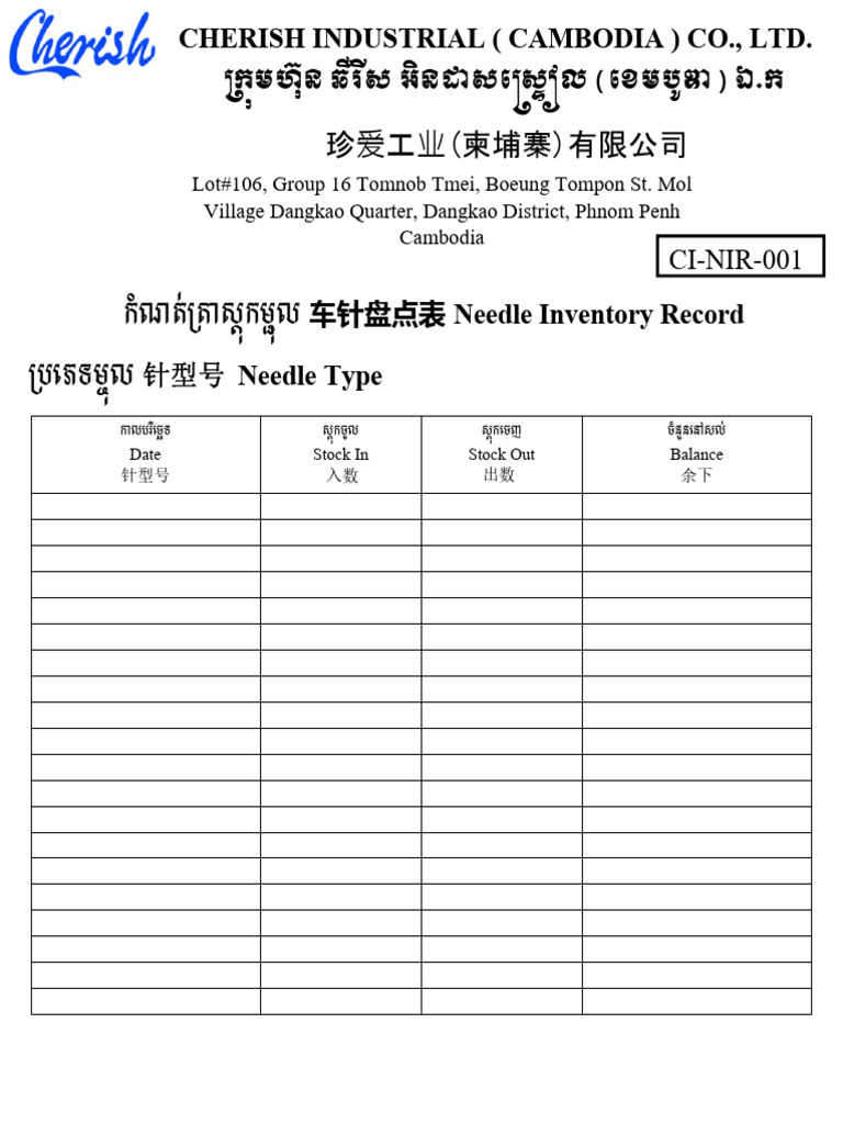 Needle Inventory | PDF