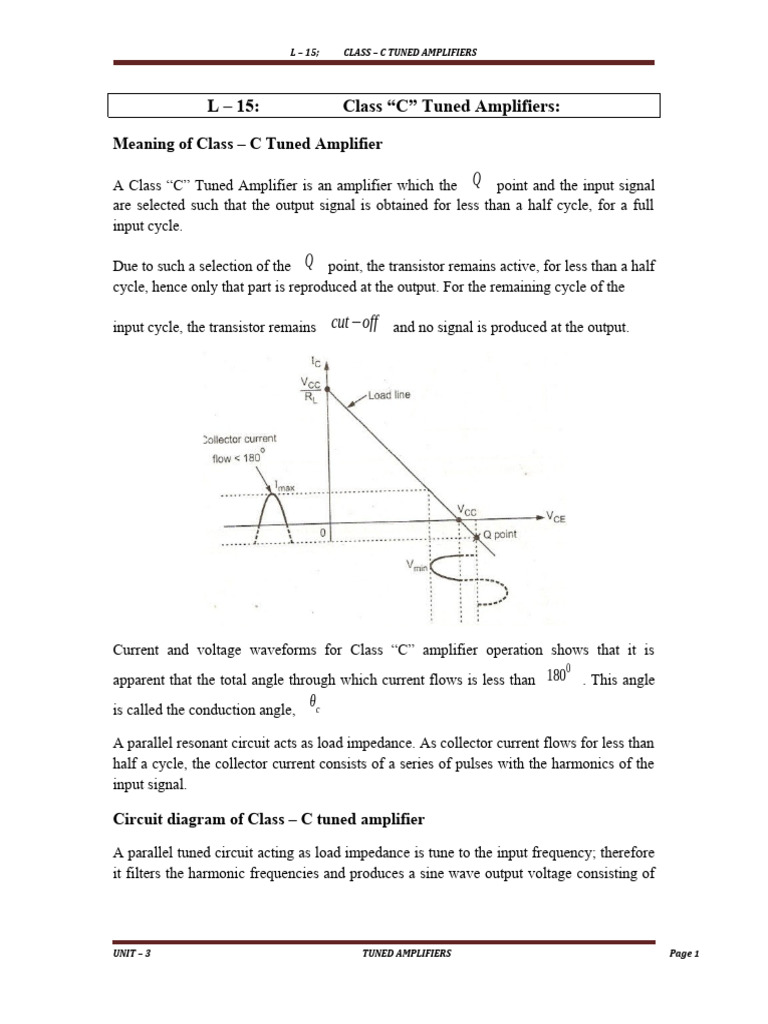 L - 15 Class - C Tuned Amplifiers | PDF | Amplifier | Electronic Oscillator