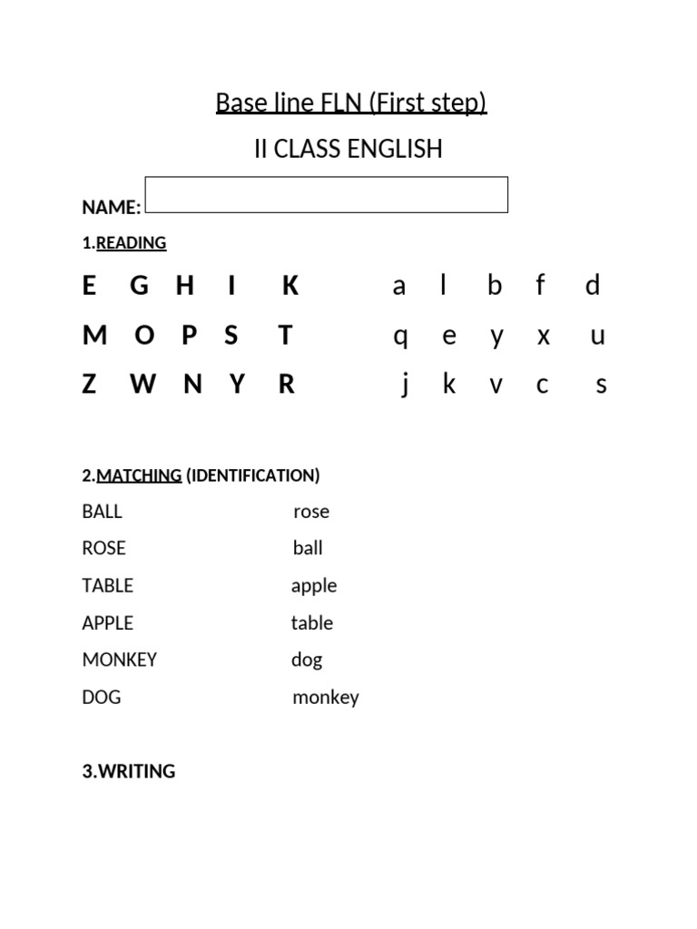 English Class FLN Activities Guide | PDF