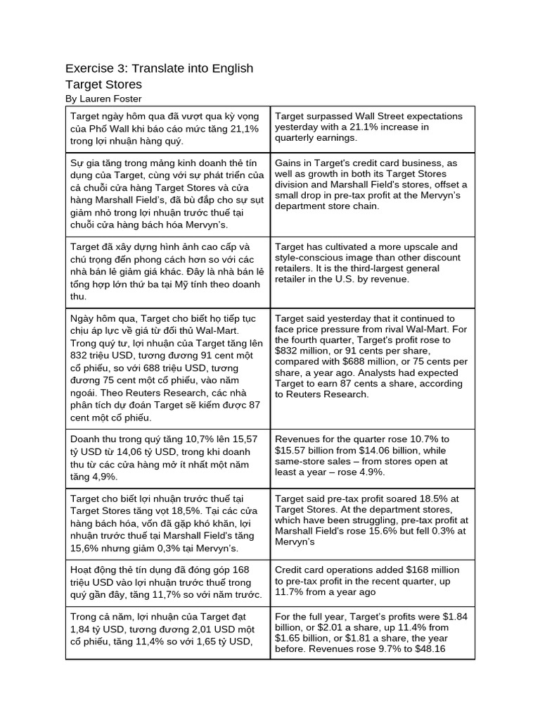 Business Translation - Assignment 1 | PDF