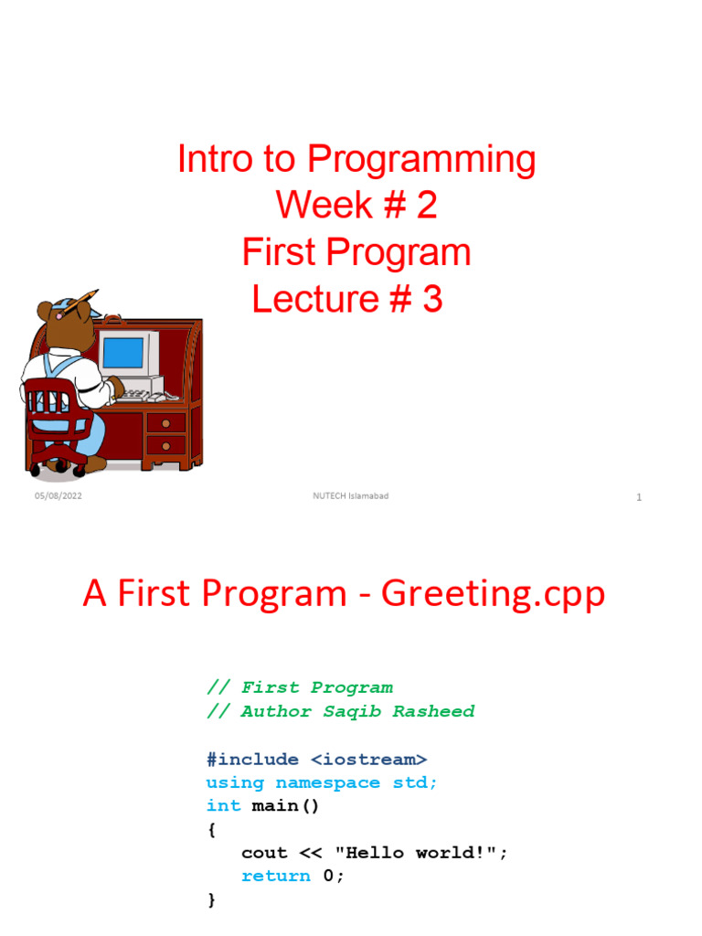 Lecture#3 (First Program) | PDF | Namespace | Programming Paradigms