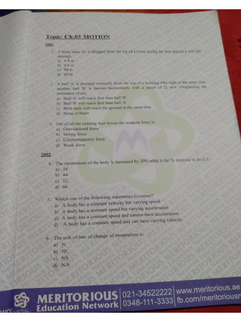 Phy Past Papers | PDF