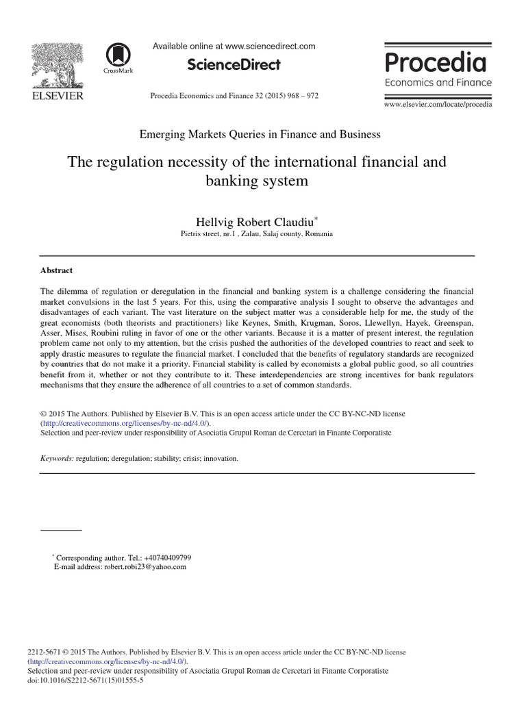 The Regulation Necessity of The International Fina 2015 Procedia ...
