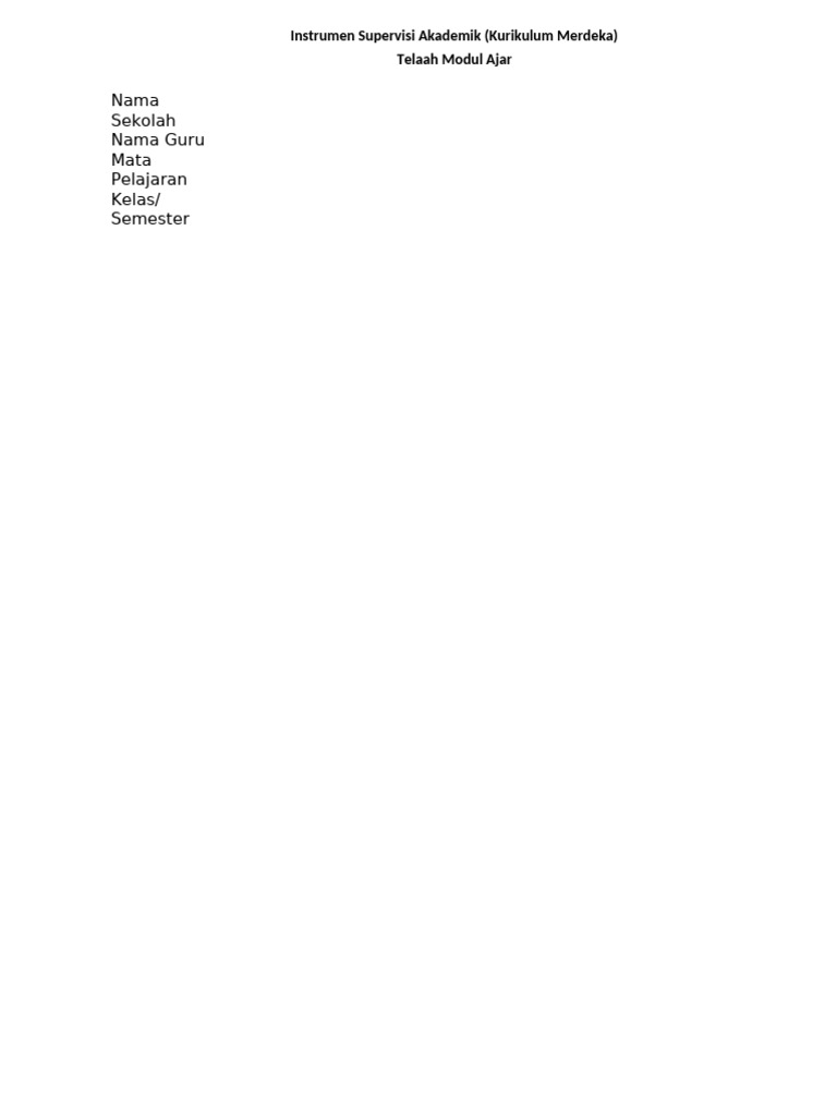 Instrumen Supervisi Penelaahan Modul Ajar | PDF