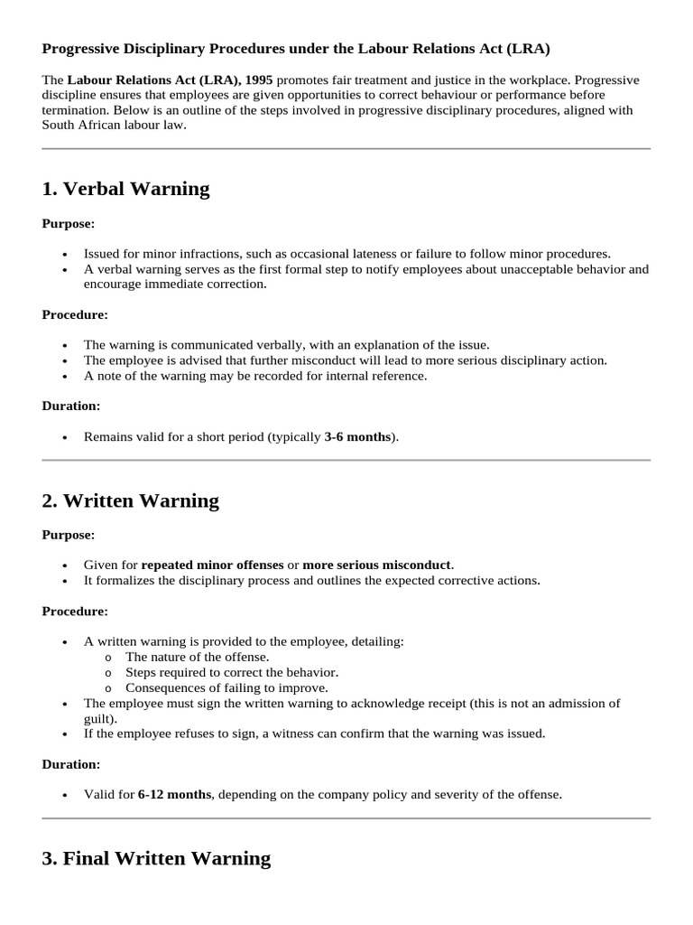 Progressive Discipline Procedures in LRA | PDF | Employment | Justice
