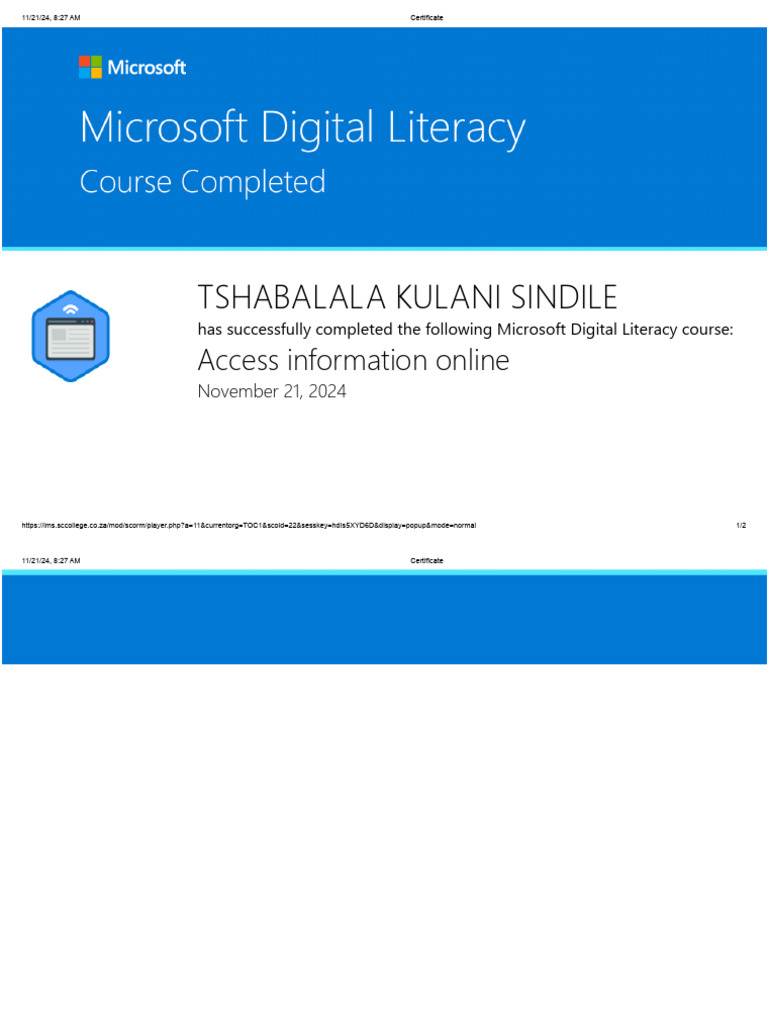 Access Info Online Certificate | PDF | Computers