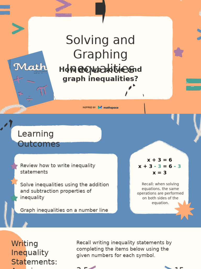 Orange Playful Illustrative Solving and Graphing Inequalities Education ...