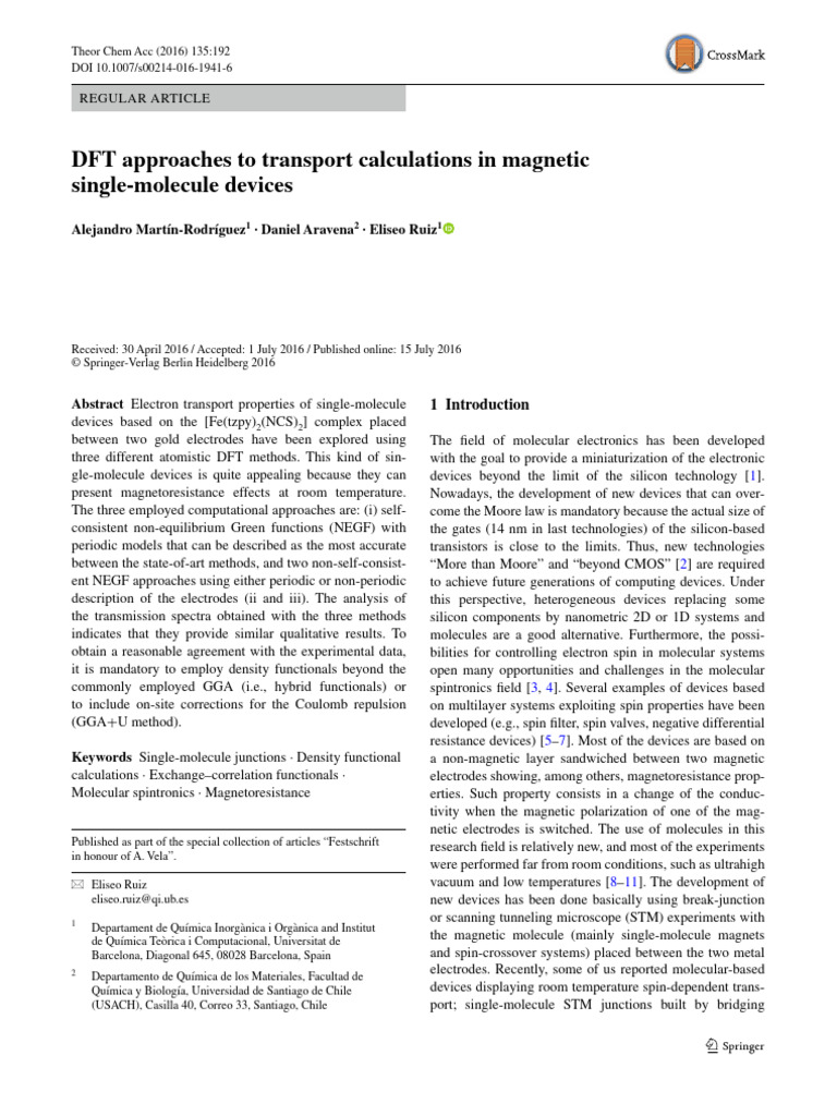 DFT Approaches To Transport Calculations in Magnetic Single-Molecule ...