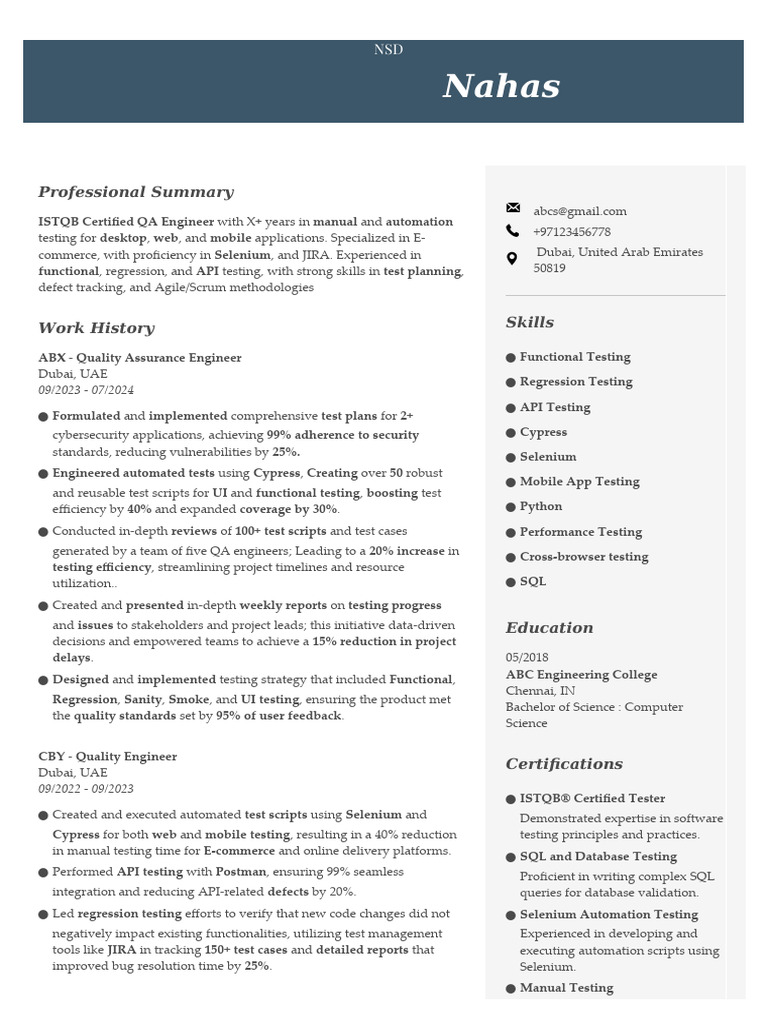 Sample Resume Format | PDF | Software Testing | Information Technology Sample Resume Format | PDF | Software Testing | Information Technology