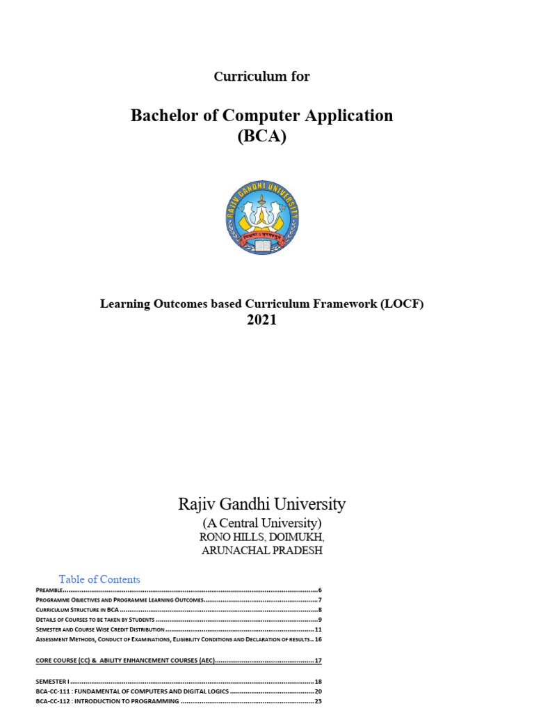 BCA Syllabus | PDF | C (Programming Language) | Control Flow