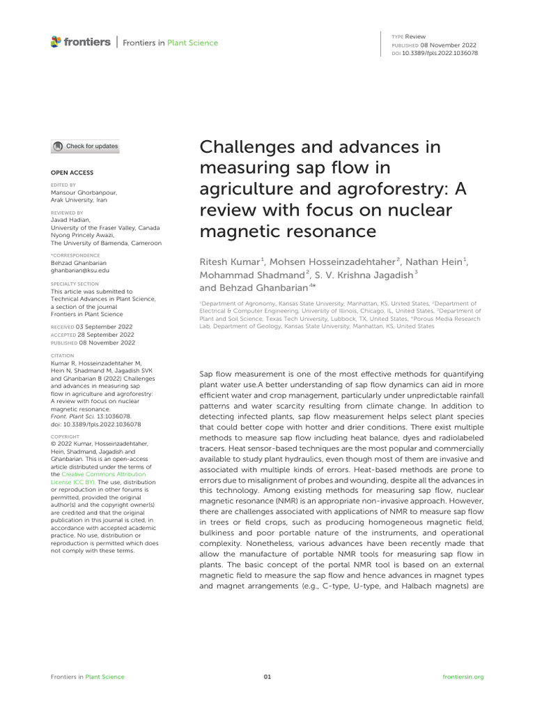 2022 - Kumar - Challenges and Advances in Measuring Sap Flow in ...