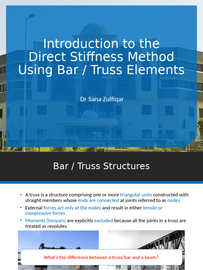 FEM802 - L3 Bar Elem Stiffness Method | PDF | Truss | Stiffness