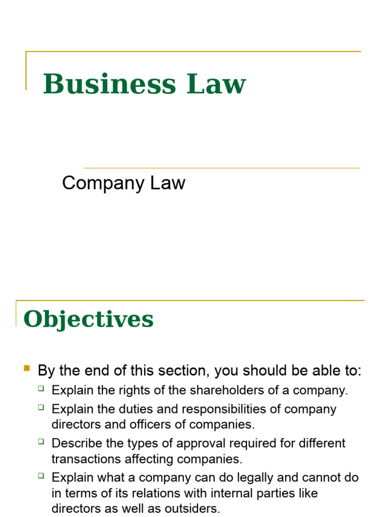 Company Law PPT | PDF | Liquidation | Corporate Law