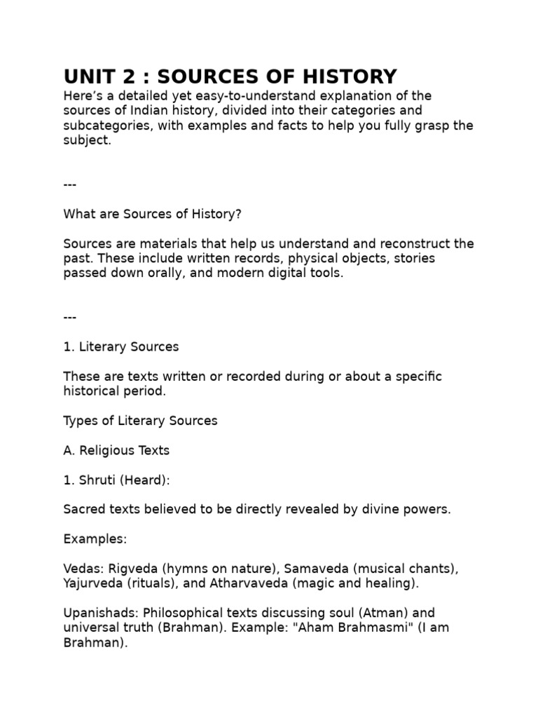 Sources of Indian History Explained | PDF | Hindu Literature