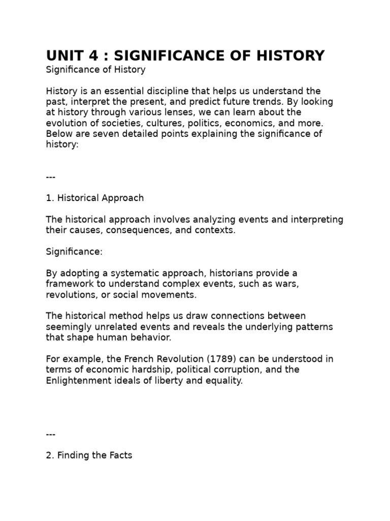 Importance of Historical Significance | PDF | Historian | Liberal Arts ...