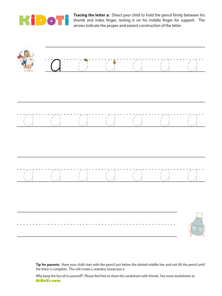 Tracing Lowercase A | PDF