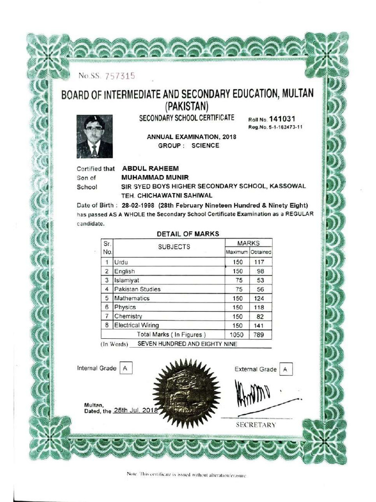 Abdul Raheem Attested Degrees | PDF