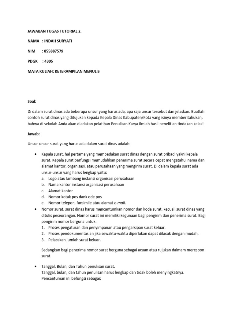 Jawaban Tugas Tutorial 2 PDGK 4305 06 | PDF | Karier & Perkembangan | Kajian Bahasa Asing