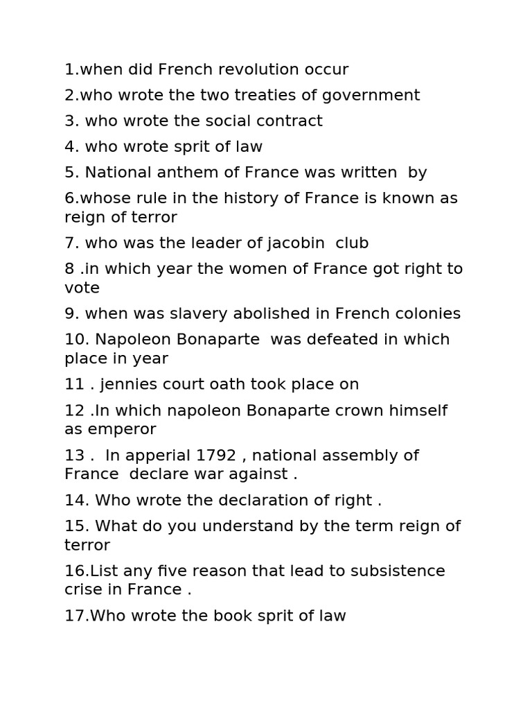 French Revolution Question | PDF | History