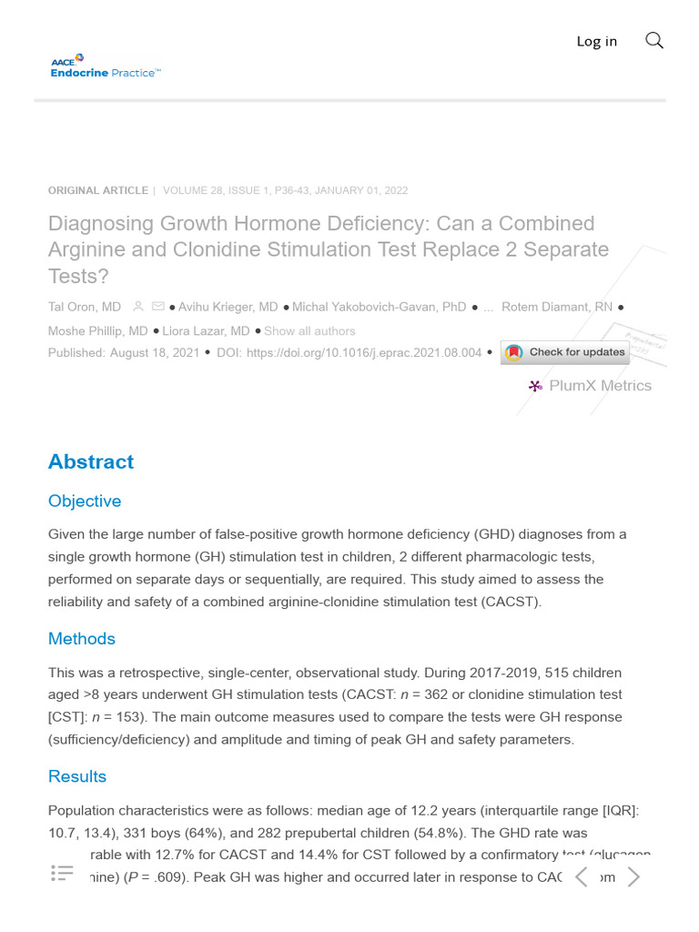 Diagnosing Growth Hormone Deficiency - Can A Combined Arginine and ...