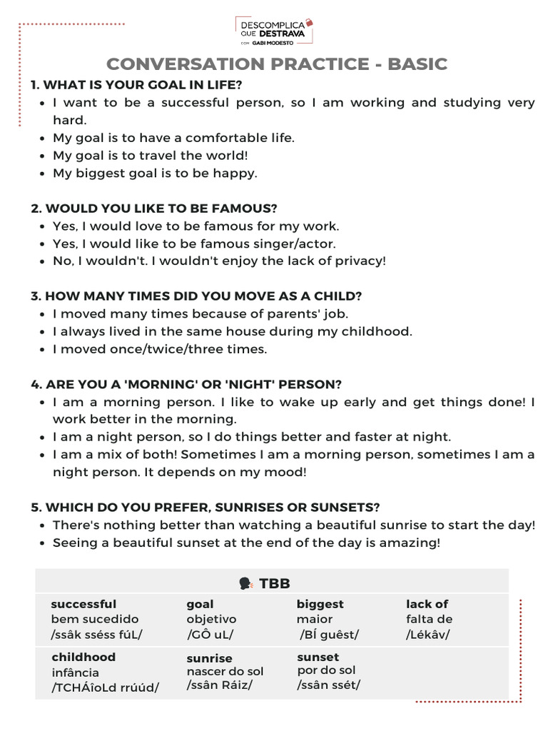 (DQD) Basic - Conversation Class | PDF