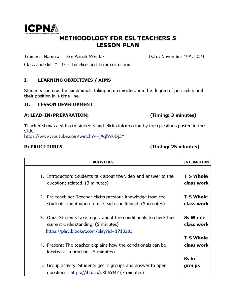 Lesson Plan MTE 5 | PDF