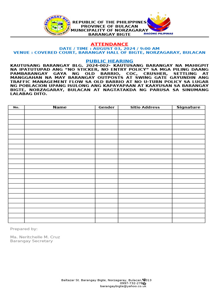 Public Hearing Attendance | PDF