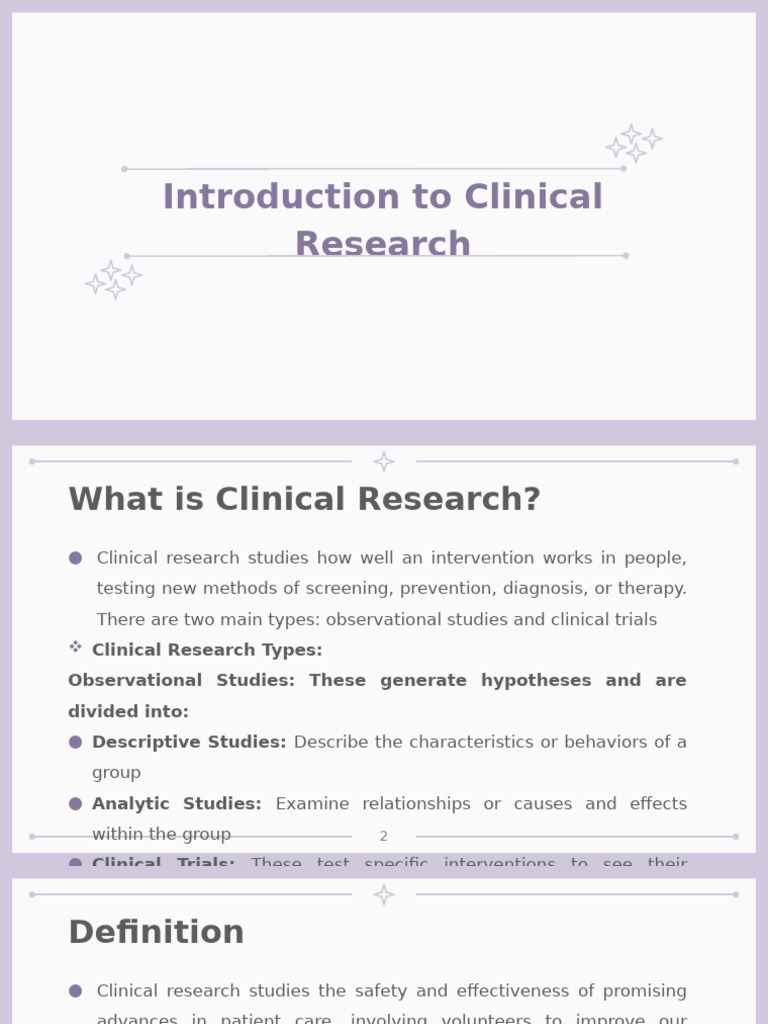 Overview of Clinical Research Types | PDF | Clinical Trial | Cohort Study