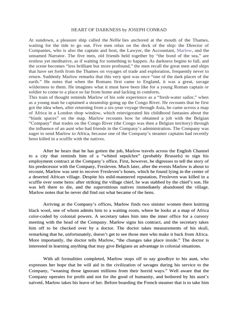 Heart of Darkness Summary | PDF | Heart Of Darkness | Kurtz (Heart Of ...