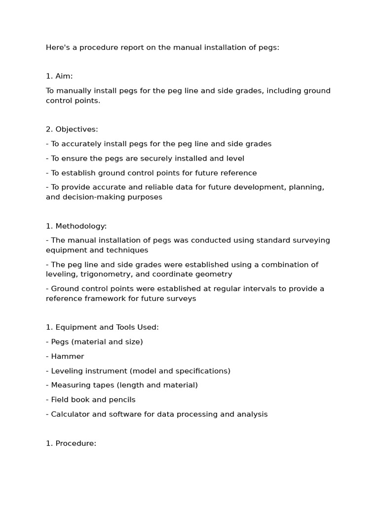 Manual Installation of Pegs and Ground Control Points | PDF | Surveying