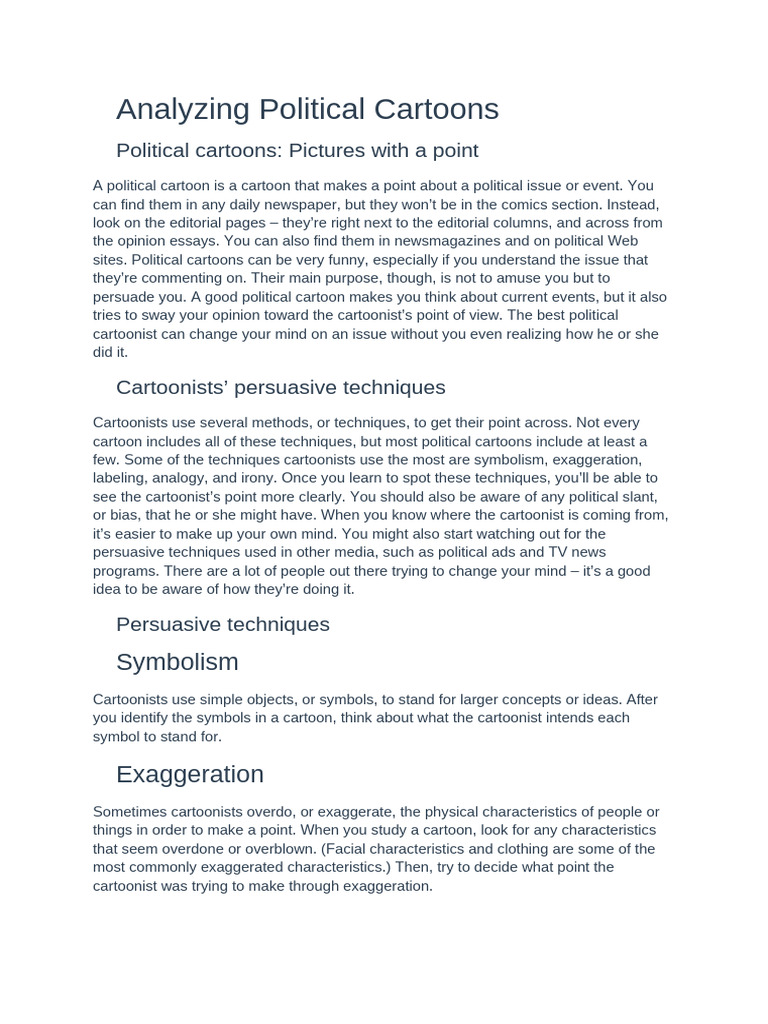 Analyzing Political Cartoons | PDF | Cartoon | Analogy