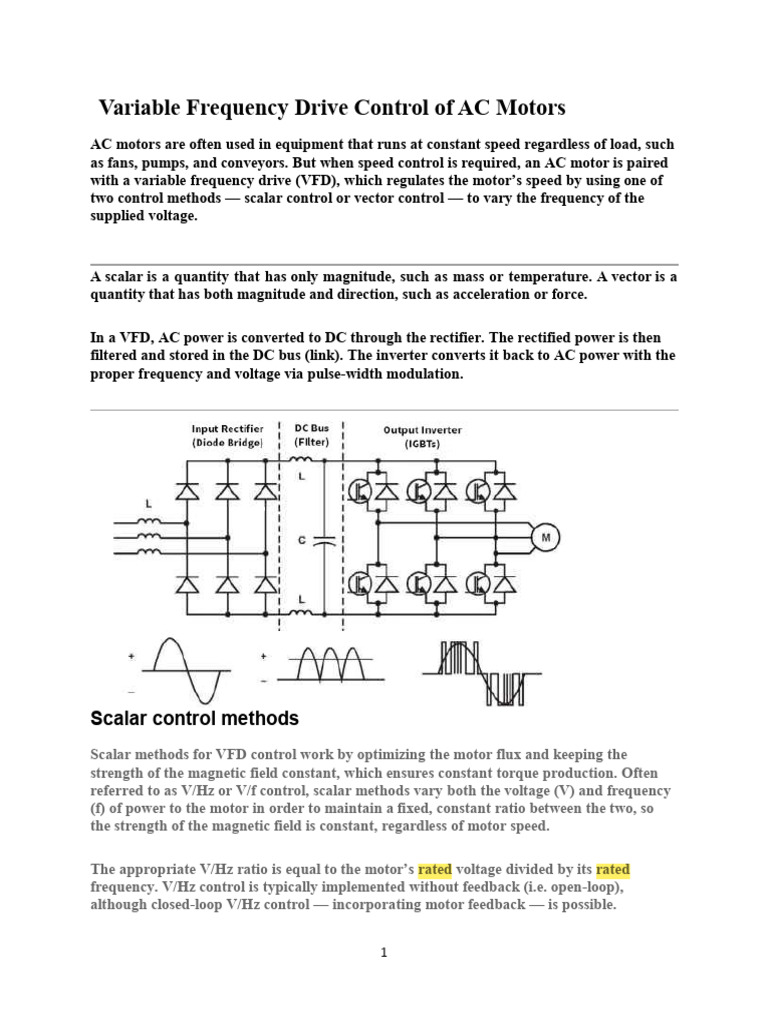 VFD Control Methods for AC Motors | PDF | Electric Motor | Electrical ...