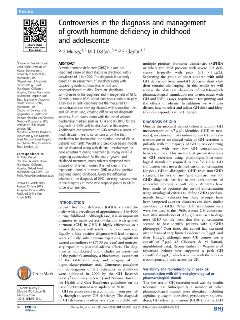 Controversias Diagnóstico DGH | PDF | Growth Hormone | Medical Specialties