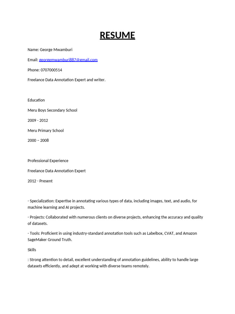 George Annotation CV | PDF | Career & Growth