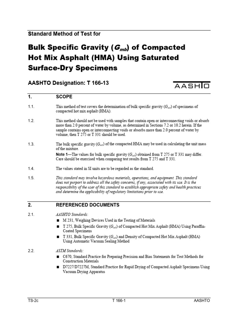 Aashto T166-13 | PDF | Density | Water