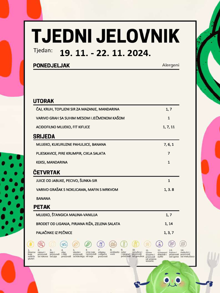Tjedni Jelovnik | PDF