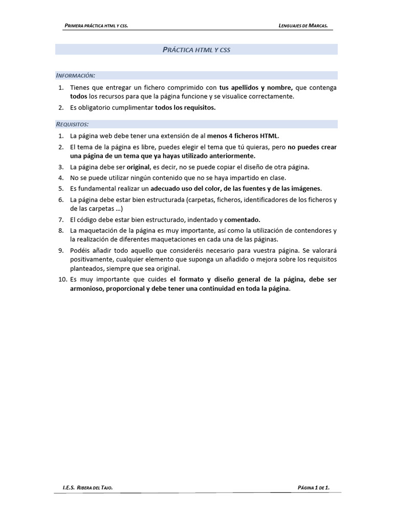Practica1 HTML y CSS | PDF