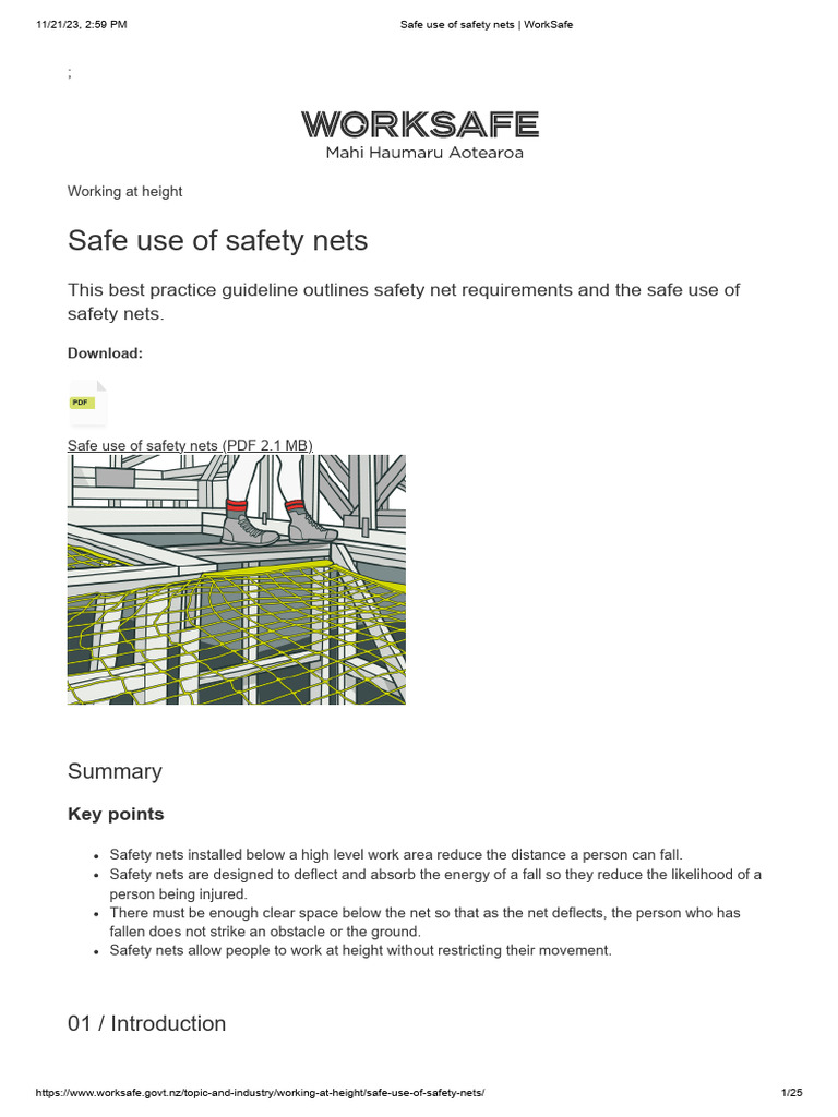 Safe Use of Safety Nets - WorkSafe | PDF | Rope | Safety