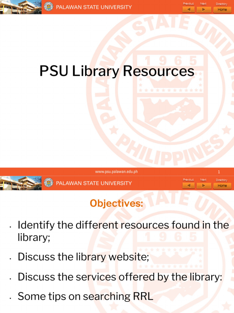 Library Services Graduate School Orientation DR Espanola | PDF | Libraries | Academic Journal