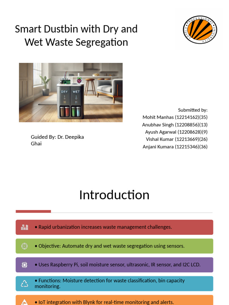 Smart Dustbin Presentation | PDF | Waste | Internet Of Things