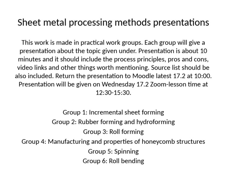 Sheet Metal Processing Methods Presentations | PDF | Art | Science ...